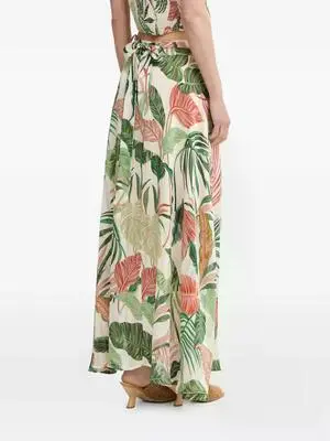 Guess Leaf-print Wrap-style Maxi Skirt
