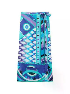 Emilio Pucci Vivara-print Cotton Sarong Skirt - Blue