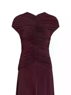 Tove Ruched Cap-sleeve Midi Dress - Red