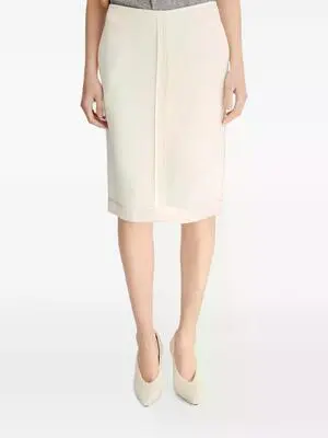 Loulou De Saison Ivory Satin Trimming Straight Midi Skirt