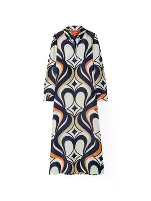 La DoubleJ Abstract Print Silk Maxi Dress - Blue