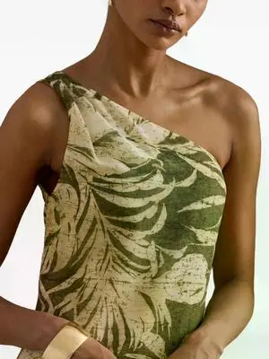 Ralph Lauren Palm-print One-shoulder Maxi Dress