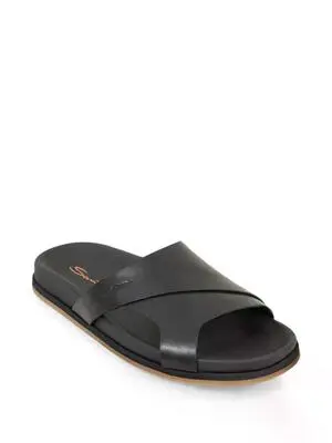 Santoni Crossover Leather Flat Sandals