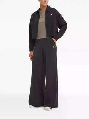 Guess Logo-plaque Wide-leg Trousers - Grey