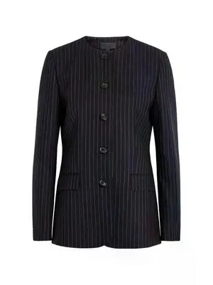 NILI LOTAN Pinstripe Collarless Jacket - Blue