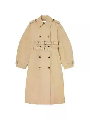 GANNI Double-belted Trench Coat - Neutrals