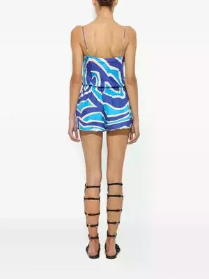 Emilio Pucci Printed Silk Shorts - Blue