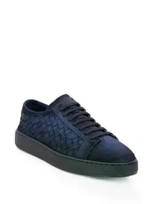 Santoni Woven Leather Sneakers