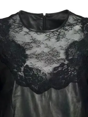 Valentino Garavani Leather Mini Dress With Lace Paneling - Black