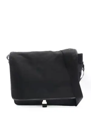 Prada 2010s Leather-trim Messenger Bag - Black