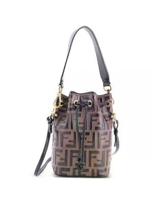 Fendi Mon Tresor Zucca Embossed Leather Mini Bucket Bag - Brown