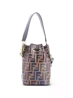 Fendi Mon Tresor Zucca Embossed Leather Mini Bucket Bag - Brown
