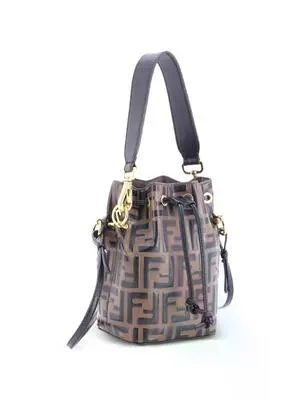 Fendi Mon Tresor Zucca Embossed Leather Mini Bucket Bag - Brown