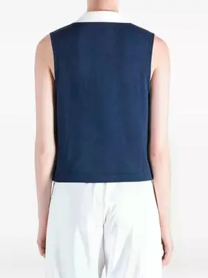 MALBON Sleeveless Logo-embroidered Polo Shirt - Blue