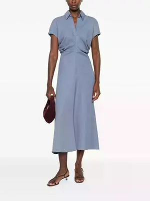 Brunello Cucinelli Gathered-waist Midi Dress - Blue
