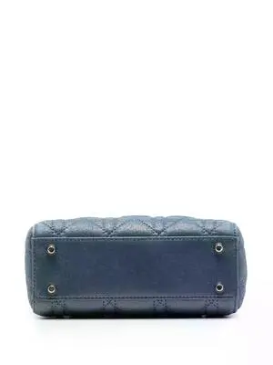 Dior Mini Iridescent Lambskin Cannage Lady Satchel - Blue
