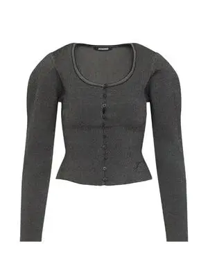 Jacquemus Sera Button-up Scoop Neck Cardigan - Grey