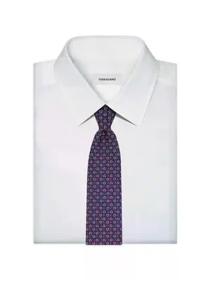 FERRAGAMO Gancini Print Silk Neck Tie