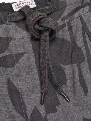 Brunello Cucinelli Floral-print Linen Trousers