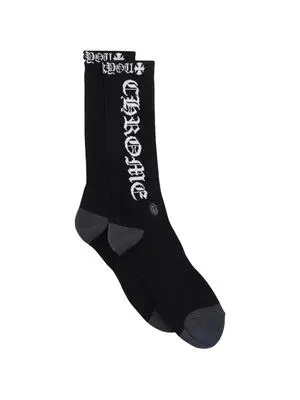Chrome Hearts Logo Intarsia Ribbed Knit Socks - Black