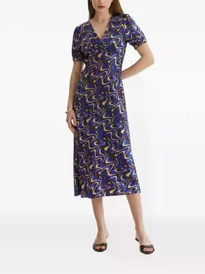 FRAMBOISE Abstract-print Silk Midi Dress