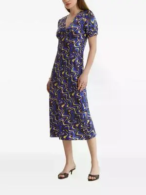 FRAMBOISE Abstract-print Silk Midi Dress
