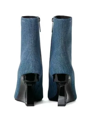 Karl Lagerfeld Sculptural-wedge Denim Boots