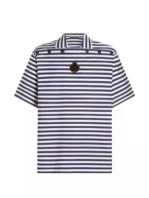 Dolce & Gabbana Striped Cotton Polo Shirt - Blue