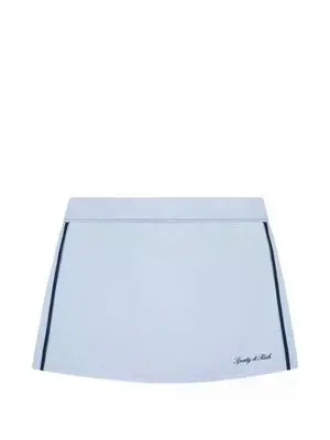 SPORTY & RICH Signature Logo-print Side-stripe Court Mini Skirt - Blue