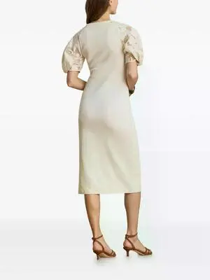 Ralph Lauren Rib-knit Eyelet-embroidered Midi Dress - Neutrals