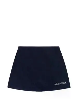 SPORTY & RICH Signature Logo-embroidered Cotton Mini Skirt - Blue
