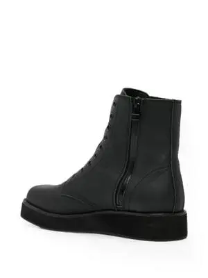 Yohji Yamamoto Mat Oil Leather Square Toe Zip Boots - Black