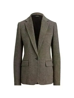 Ralph Lauren Herringbone Single-button Blazer - Black