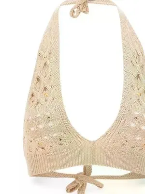 KANGRA Stud-embellished Open-knit Top