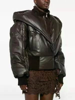 Attico Quilted Leather Hooded Jacket