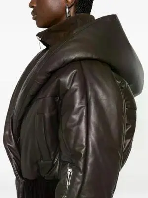 Attico Quilted Leather Hooded Jacket