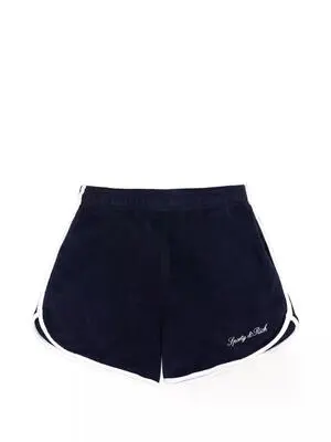 Sporty & Rich Signature Logo Embroidered Cotton Shorts - Blue
