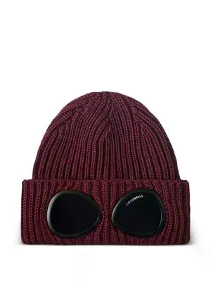 C.P. COMPANY Goggle Ribbed-knit Beanie Hat - Red