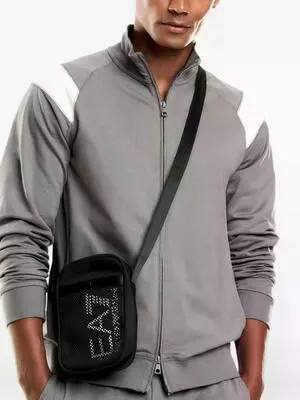 EA7 Logo Print Mesh Panel Belt Bag - Black