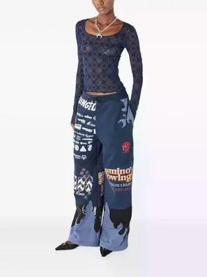 MARINE SERRE Upcycled Jersey Pants With Appliqued Flowers