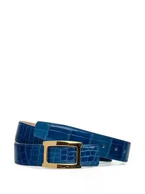 KWANPEN Gallery Crocodile-effect Glazed Belt - Blue