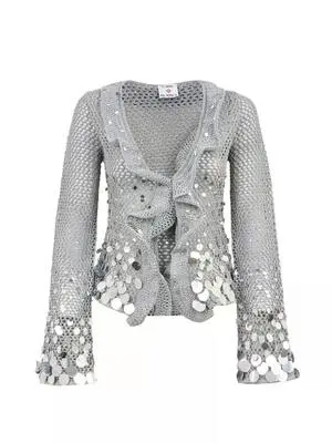 Casablanca Sequin-embellished Ruffled Top - Grey