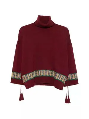 Etro Geometric Pattern Tassel Detail Sweater - Red