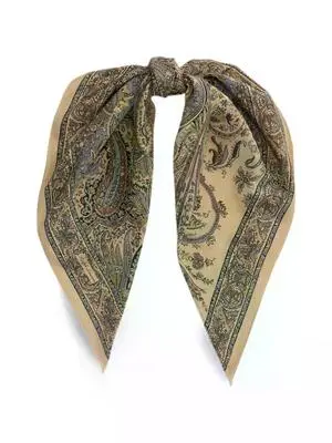 Ralph Lauren Paisley-print Crepe De Chine Scarf - Neutrals