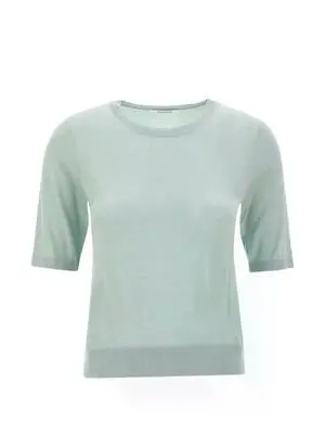 KANGRA Short-sleeve Ribbed-trim Sweater - Green
