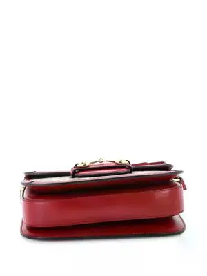Gucci Horsebit 1955 Shoulder Bag Gg Coated Canvas With Leather - Red