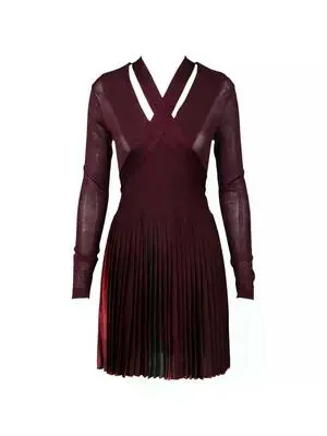 Valentino Garavani Pleated-skirt Long-sleeve Mini Dress - Red