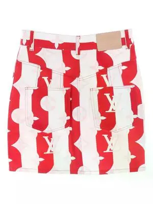 LOUIS VUITTON Monogram Flower Denim Skirt