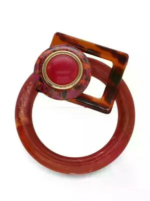 Vintage Geometric Tortoiseshell-effect Brooch - Red