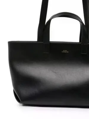 A.p.c. Logo-print Leather Tote Bag - Black